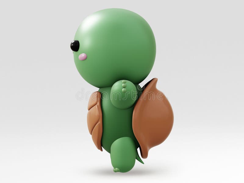 Turtle Cute Character Cartoon 3D Illustration. Stock Illustration ...