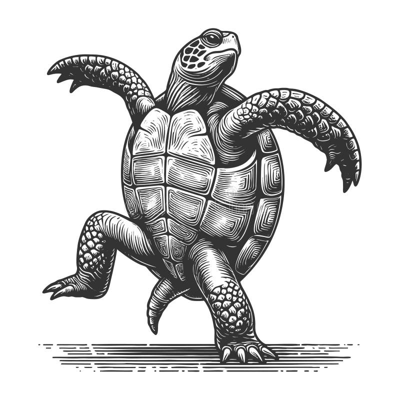 Dancing Turtle Sketch Vector Illustration Stock Illustration ...