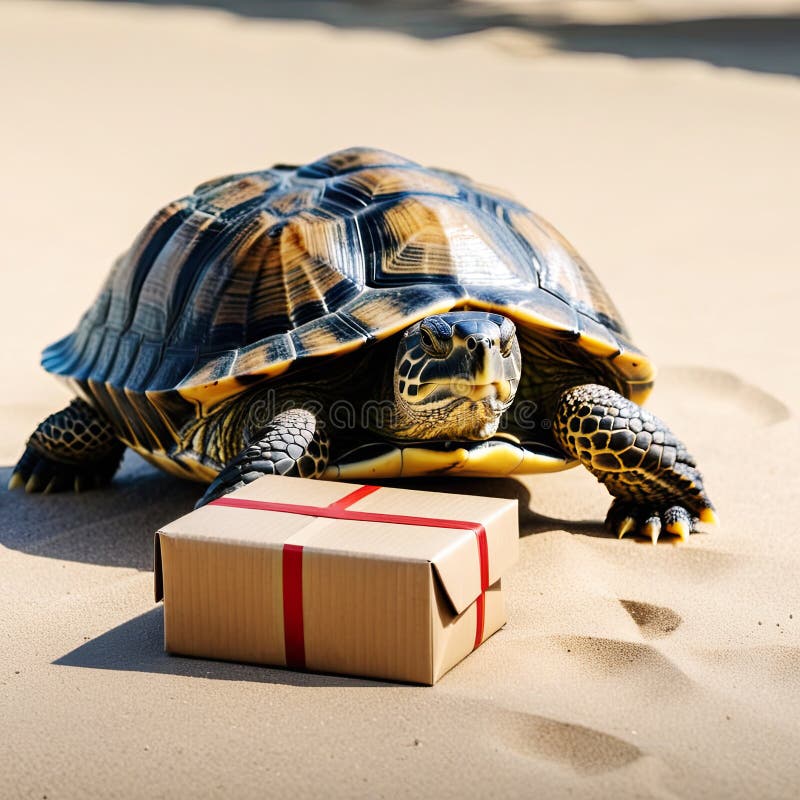 Turtle Delivering Shipping Box. Generative Ai Stock Illustration ...