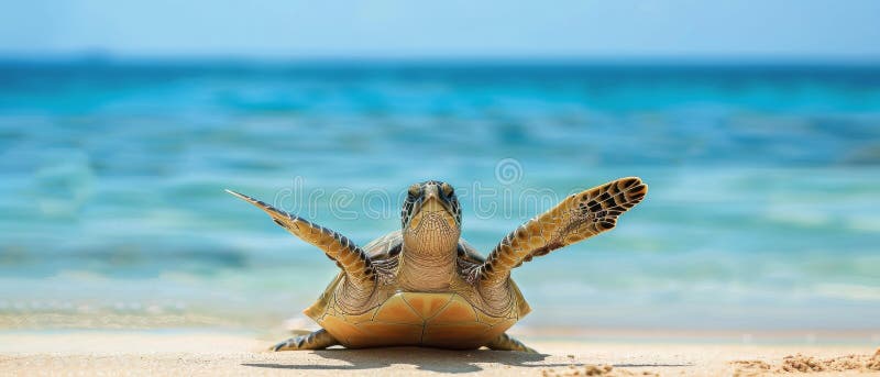 A Turtle Doing Slowmotion Aerobics with a Serene Face on a Peaceful ...