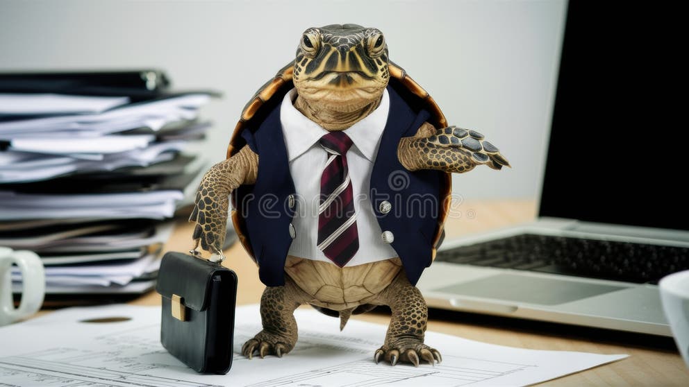 A Turtle Dressed in a Suit and Tie Holding a Briefcase, AI Stock Image ...