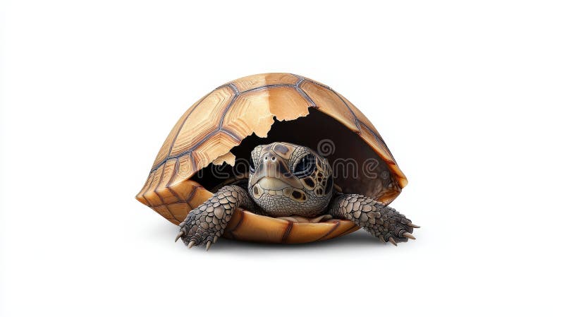 Turtle Emerging from Its Cracked Shell Isolated Stock Illustration ...