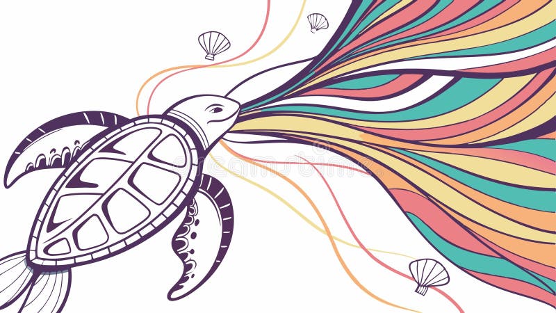 Turtle Emitting Rainbow Stream Abstract Marine Art, Vector Design ...