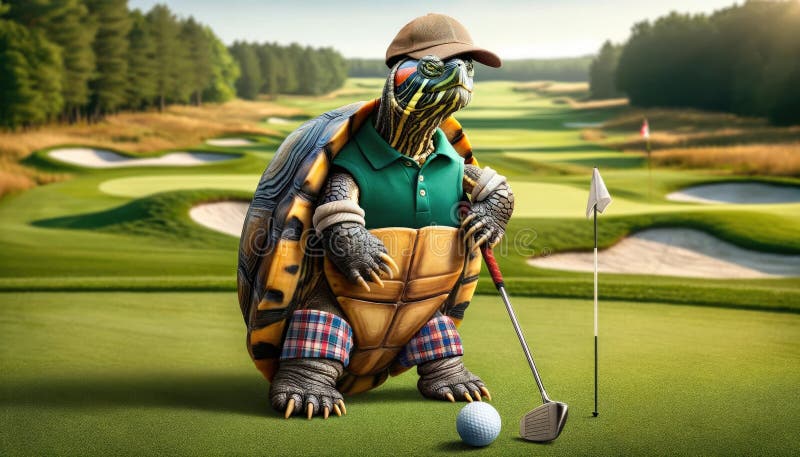 Turtle Enjoying Golf stock illustration. Illustration of plaid - 298959574