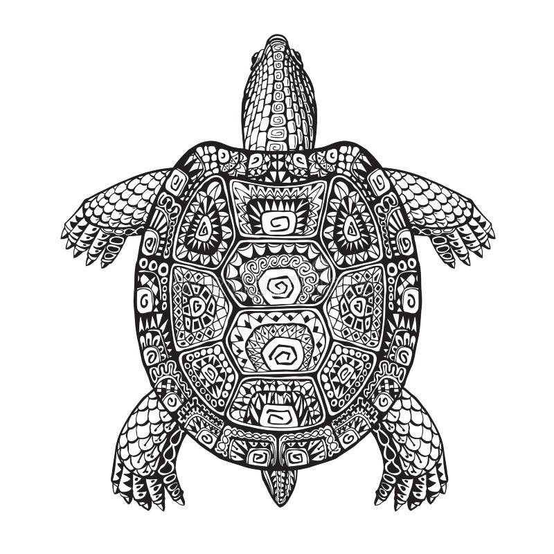Turtle Ethnic Graphic Style with Decorative Patterns. Vector ...