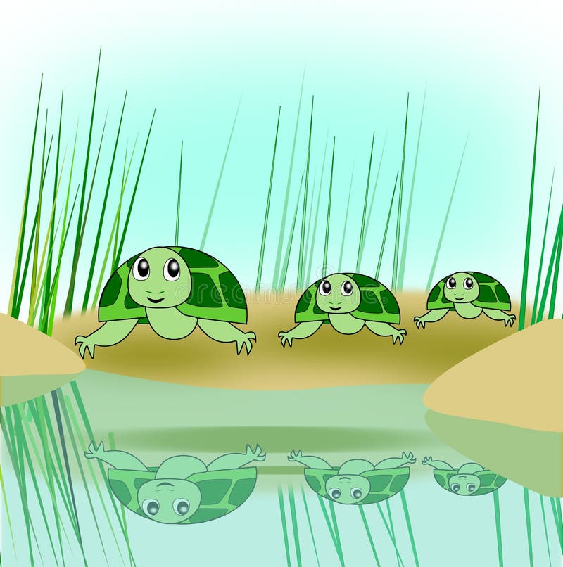 Turtle family illustration stock vector. Illustration of vector - 47134986