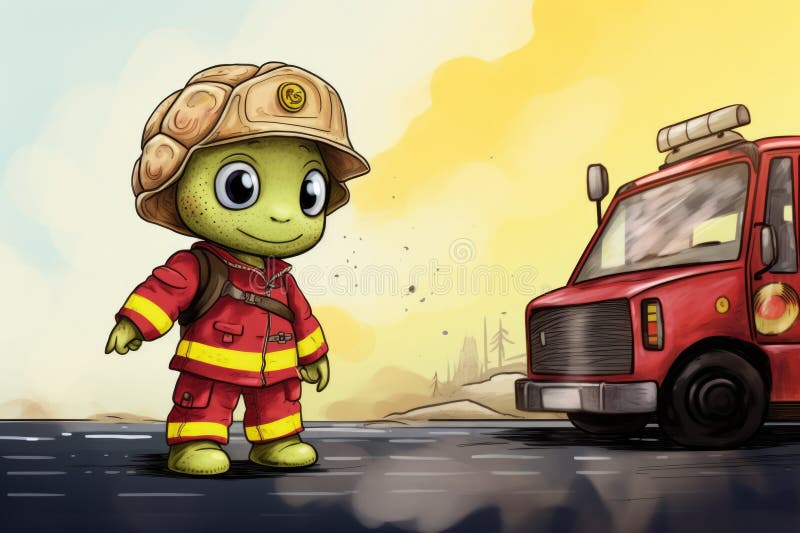 Turtle Firefighter Illustration Stock Illustration - Illustration of ...