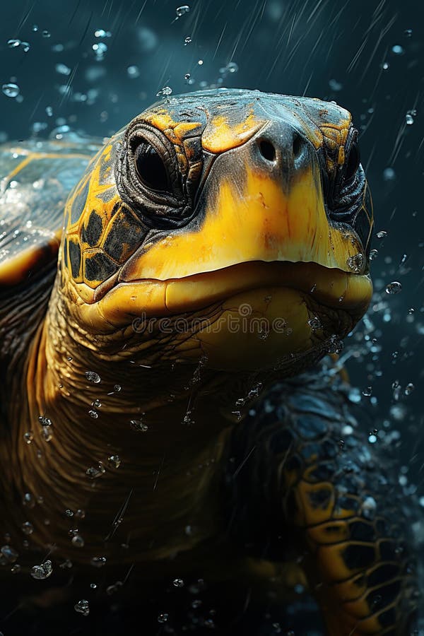 A Turtle Floating in the Ocean, Underwater Wildlife with Animals Stock ...