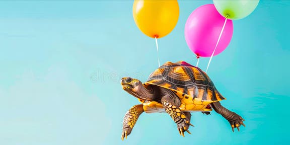 A Turtle is Flying with Balloons Stock Image - Image of float, catch ...