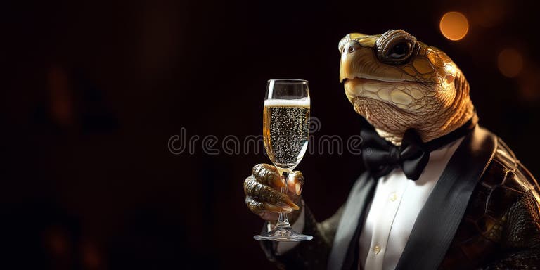 Turtle in Formal Attire Celebrating Stock Illustration - Illustration ...