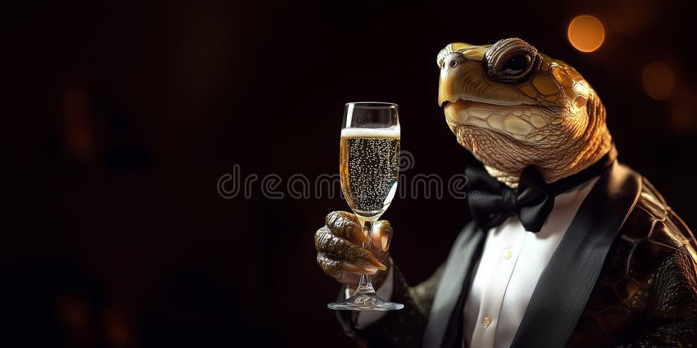 Turtle in Formal Attire Celebrating Stock Illustration - Illustration ...