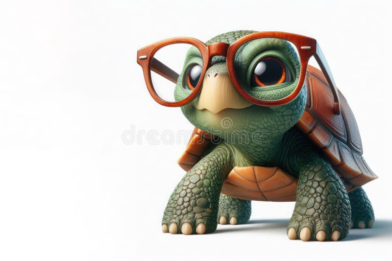 Turtle with Glasses. Space for Text. Stock Illustration - Illustration ...