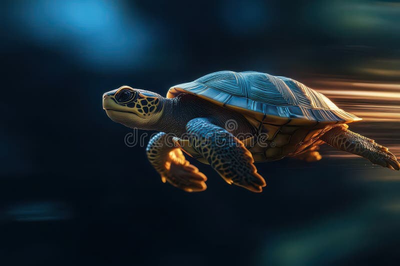 Turtle Gliding through the Air with Sleek Motion Stock Image - Image of ...