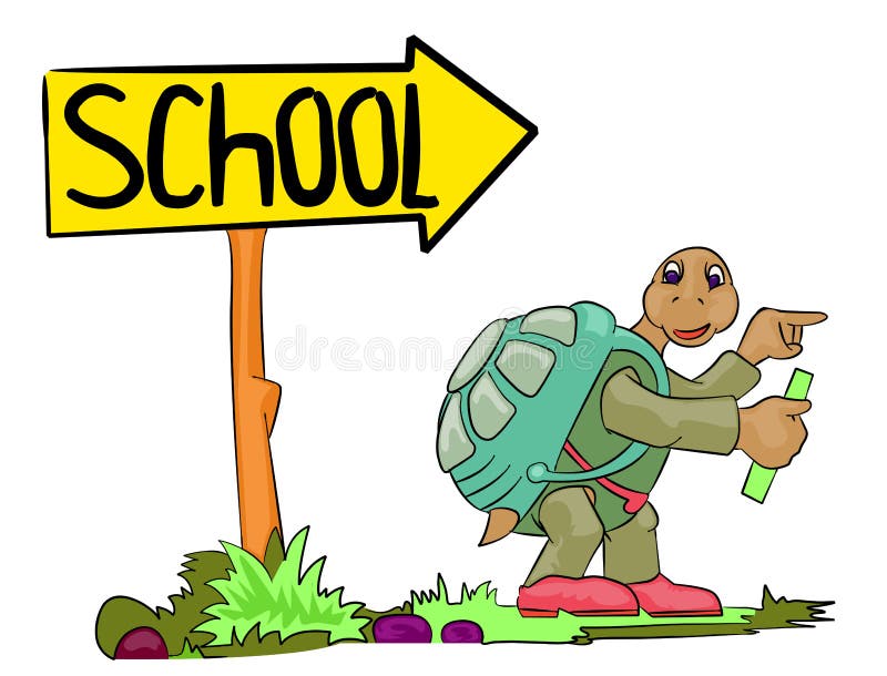 Turtle go to school stock illustration. Illustration of learning - 23422132