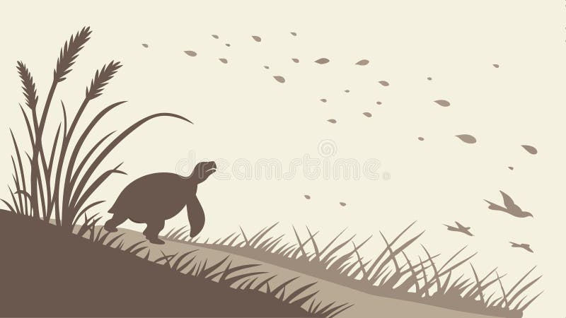 Turtle in Grass, Nature and Slow Movement Symbol Vector Design ...