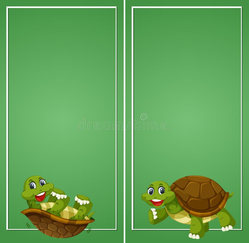 Turtle on green border stock vector. Illustration of clipart - 137637460
