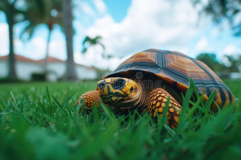 Turtle on green grass stock image. Image of generated - 361963313