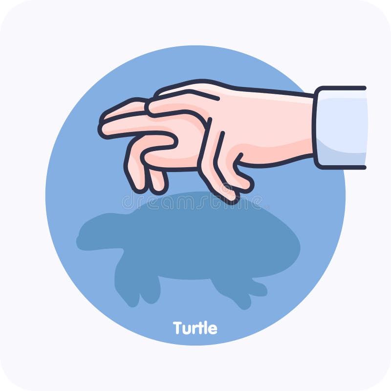 Turtle in hand shadow art stock vector. Illustration of flat - 258203675