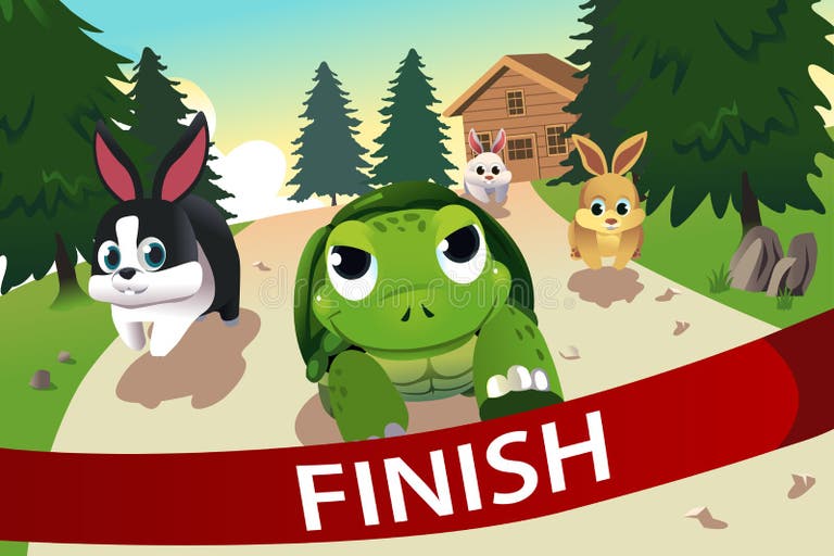 Turtle and hare racing stock vector. Illustration of story - 49960424