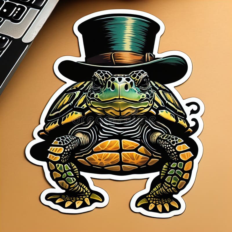 Turtle in a Hat and a Top Hat. Vector Illustration Stock Illustration ...