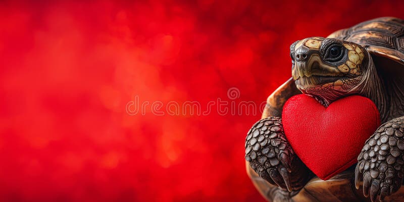 Turtle Holding Heart Symbolizes Love Stock Illustration - Illustration ...
