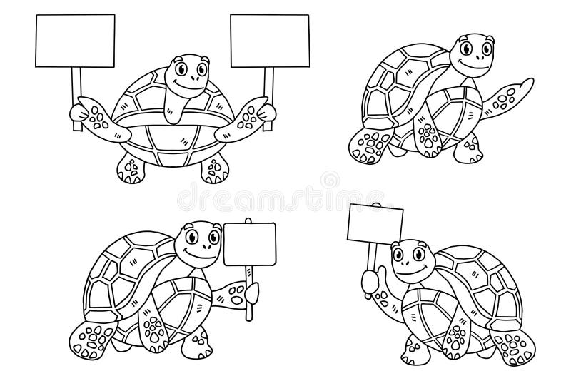 A turtle holding a sign stock vector. Illustration of collection ...
