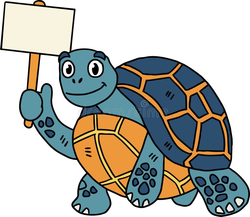 A turtle holding a sign stock vector. Illustration of fauna - 328960201