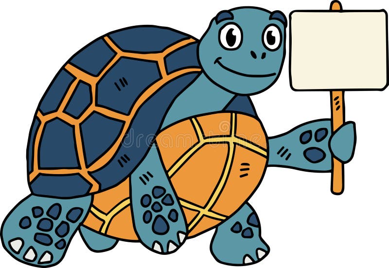 A turtle holding a sign stock vector. Illustration of wild - 328960207
