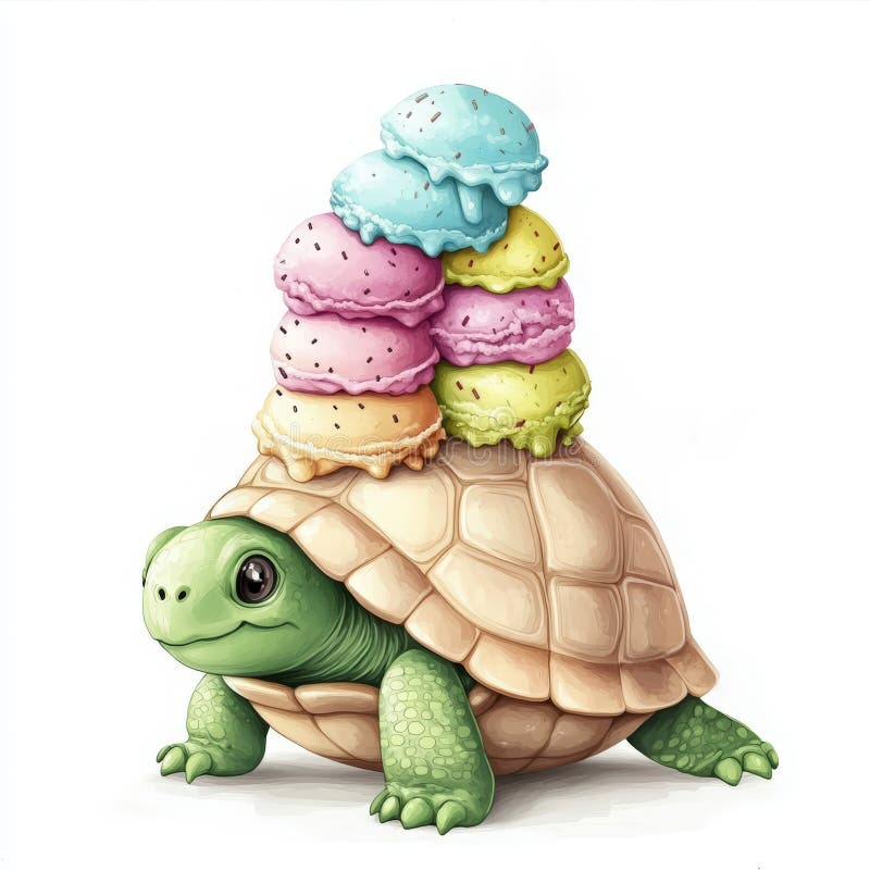 Turtle Ice Cream Generative AI Stock Illustration - Illustration of ...