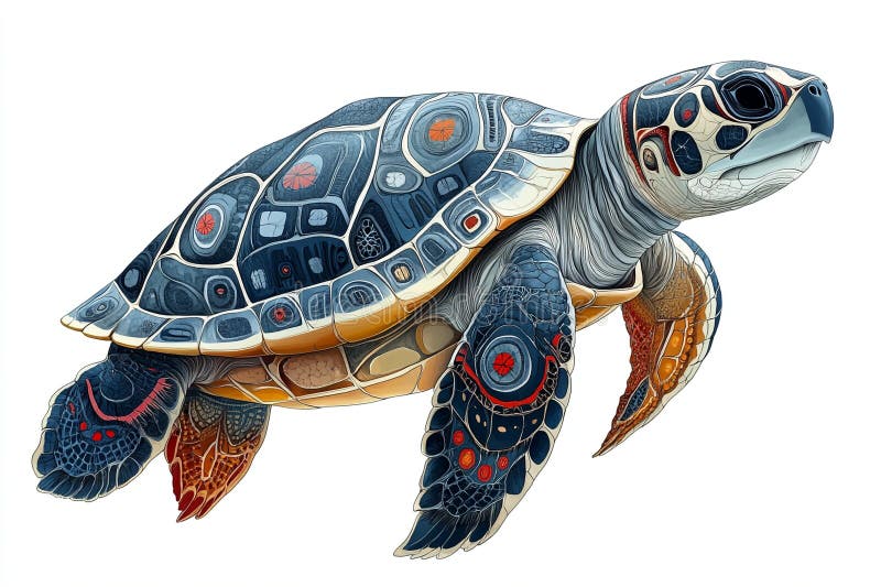 Turtle Indian Art. a Stylized Turtle in Watercolor Technique Stock Illustration - Illustration ...