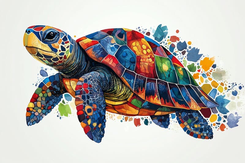 Turtle Indian Art. a Stylized Turtle in Watercolor Technique Stock ...