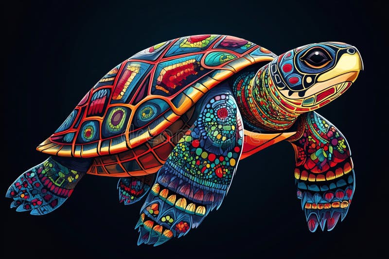 Turtle Indian Art. a Stylized Turtle in Watercolor Technique Stock ...