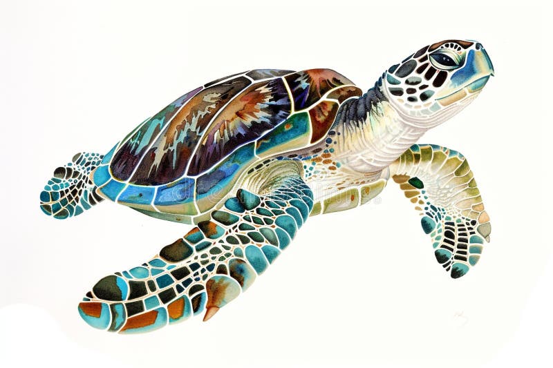 Turtle Indian Art. a Stylized Turtle in Watercolor Technique Stock ...