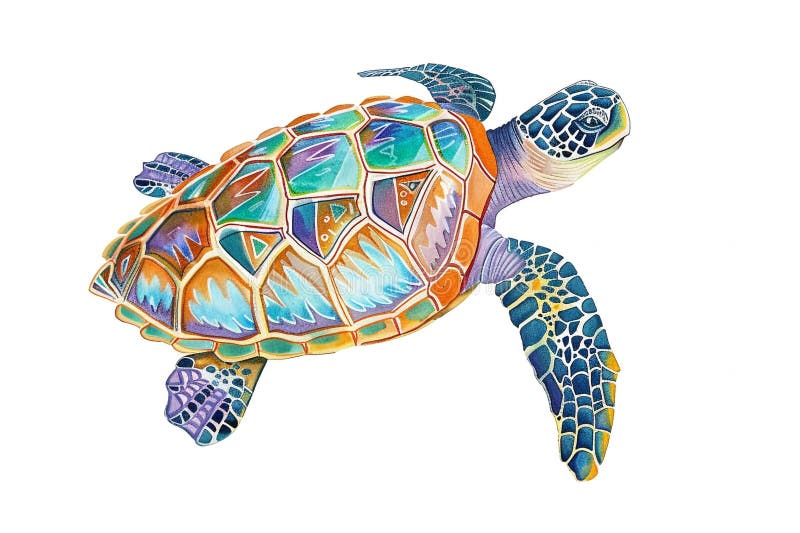 Turtle Indian Art. a Stylized Turtle in Watercolor Technique Stock ...
