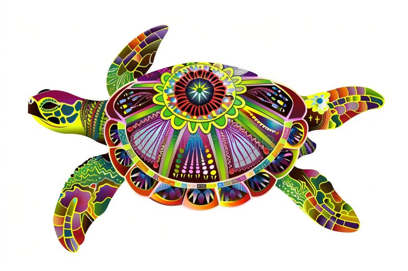 Turtle Indian Art. a Stylized Turtle in Watercolor Technique Stock ...