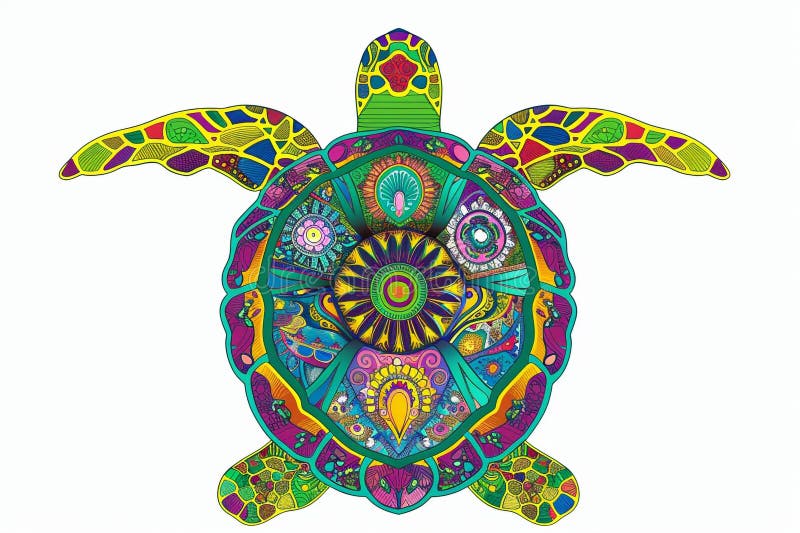Turtle Indian Art. a Stylized Turtle in Watercolor Technique Stock ...