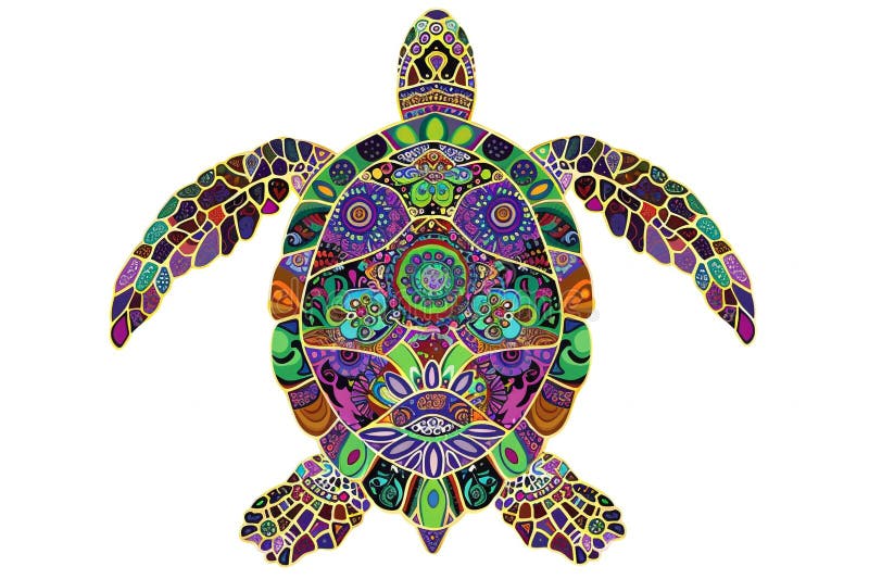 Turtle Indian Art. a Stylized Turtle in Watercolor Technique Stock ...