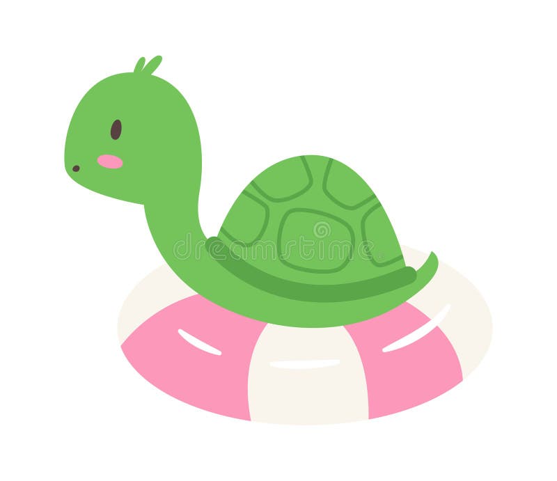 Turtle on Inflatable Ring stock vector. Illustration of swim - 273967648