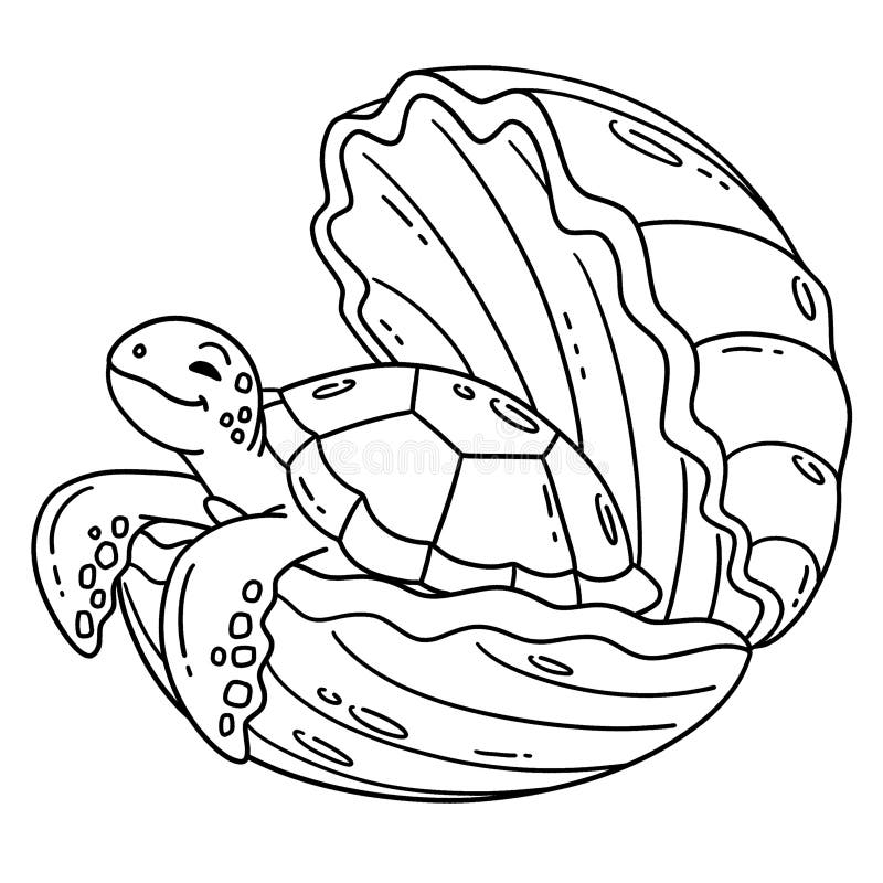Turtle Inside a Shell Isolated Coloring Page Stock Illustration ...