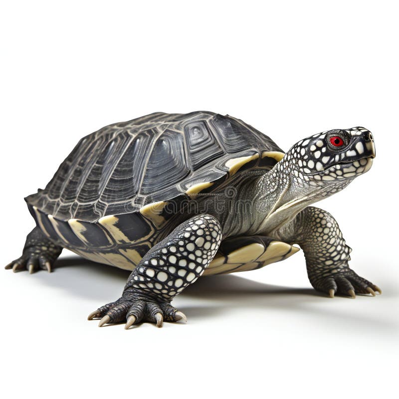 Turtle Isolated on White Background, Side View Stock Illustration ...