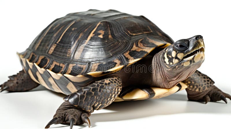 Turtle Isolated on White Background, Side View Stock Illustration ...