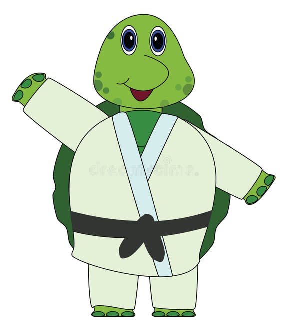 Turtle in judo wearing stock illustration. Illustration of black ...