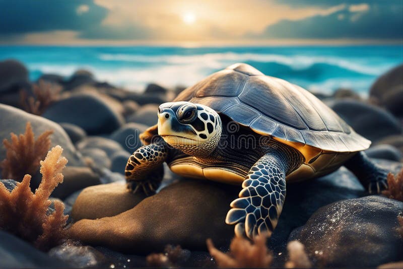 Turtle. Large Sea Turtle. Soft Focus. AI Generated Stock Illustration ...