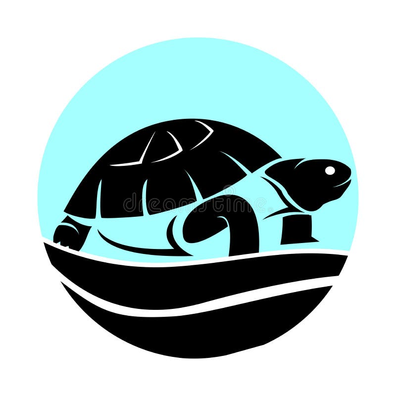 Turtle Logo Black White Silhouette Stock Illustration - Illustration of ...
