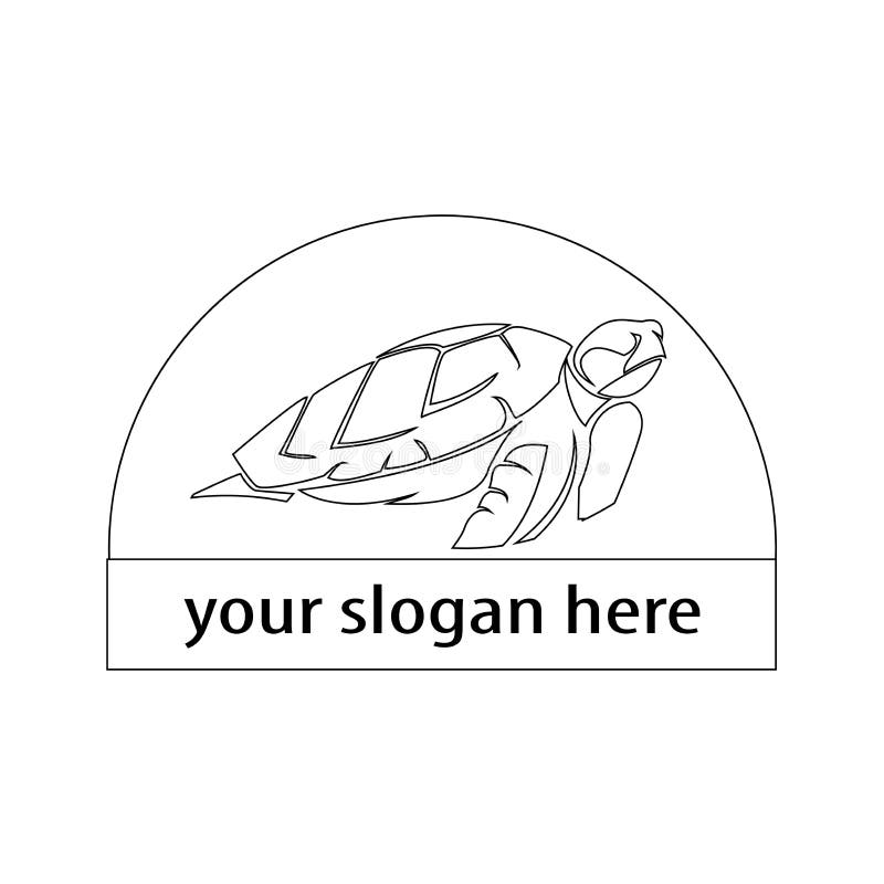 Turtle Logo Black White Silhouette Stock Illustration - Illustration of ...
