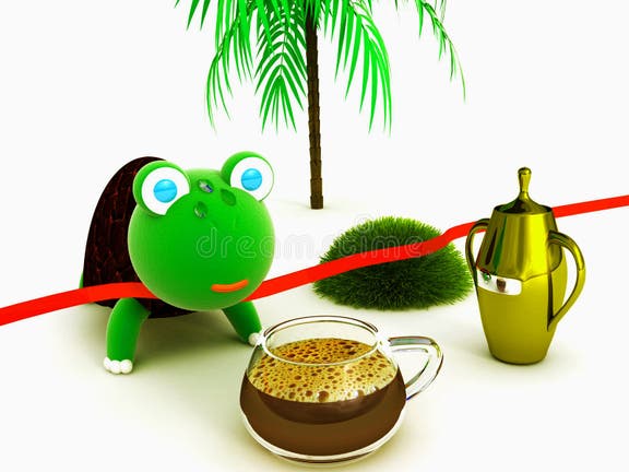 Turtle Marathon Runner in the Desert Stock Illustration - Illustration ...