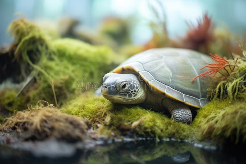Turtle with Moss-covered Shell in Swamp Stock Photo - Image of turtle, subject: 301610888