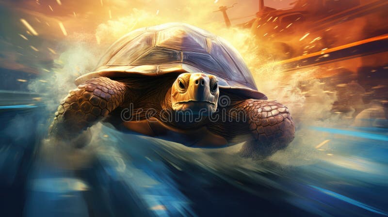 Turtle Moving Fast AI Generated Stock Illustration - Illustration of ...