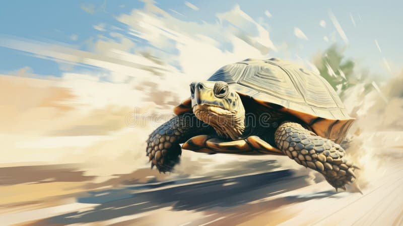 Turtle Moving Fast AI Generated Stock Illustration - Illustration of ...
