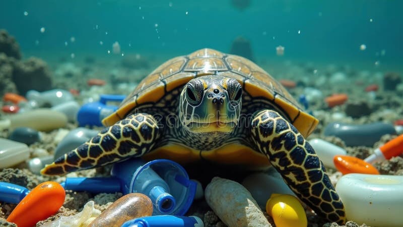 Turtle Amidst Ocean Plastic Highlights Pollution and Calls for ...